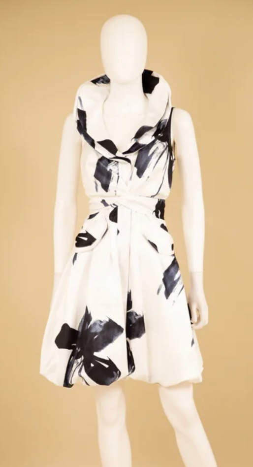 Samuel Dong Black/White Flower Print Bubble Dress – Chauette